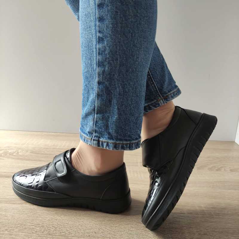 PANTOFI CASUAL DAMA BIO FLEX H-0010 NEGRI + CROCO – TotalPantofi.ro