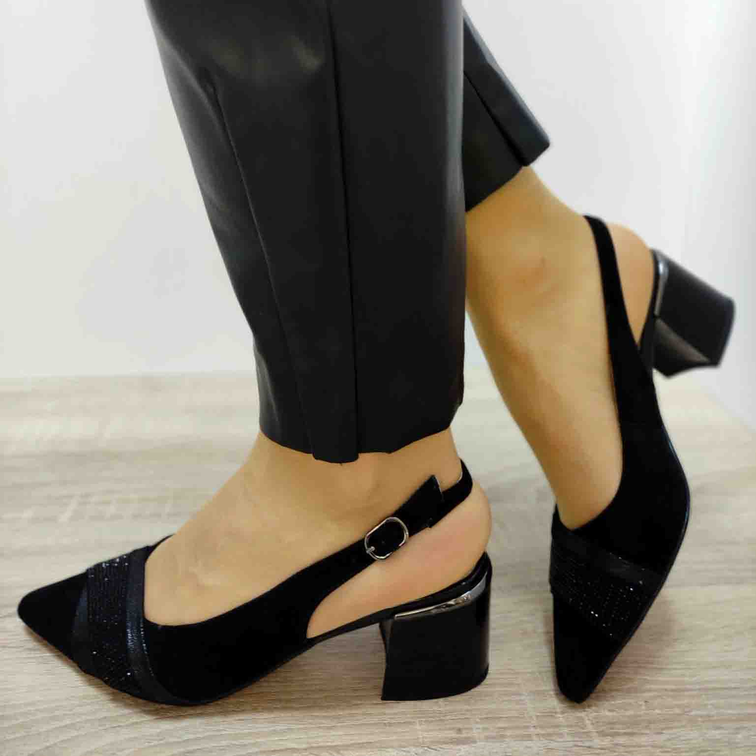 SANDALE ELEGANTE DAMA KARISMA 20011D 01-I NEGRE VELUR – TotalPantofi.ro